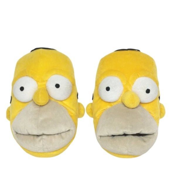 The Simpsons The Simpsons Mens Homer Simpson Soft Slippers White Yellow ...
