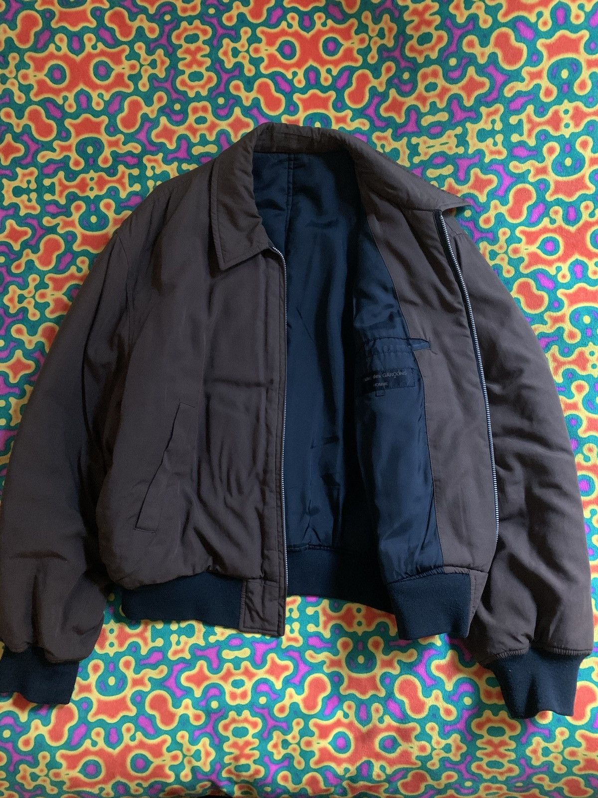 Comme des Garcons 1991 brown padded bomber jacket cdg homme boxy ...