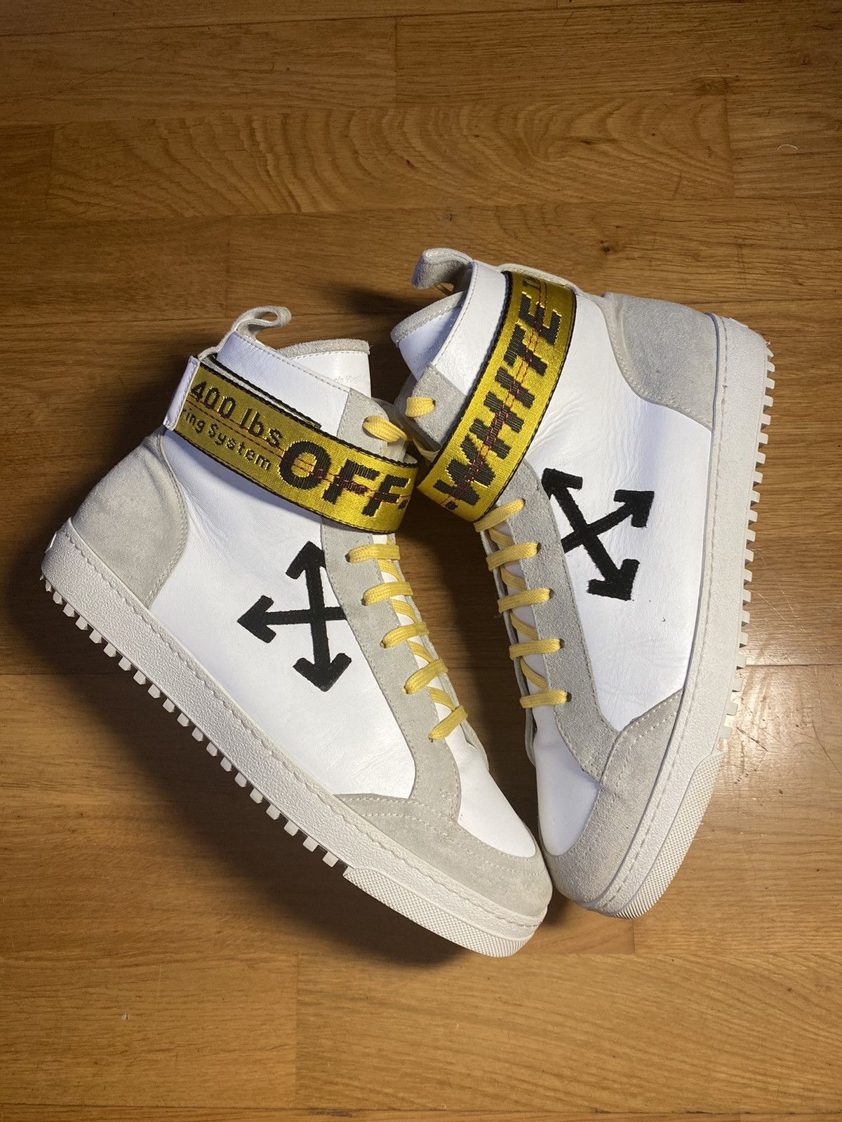 Off-White OFF-WHITE "CUP SOLE" WHITE LEATHER HIGH SNEAKERS | Grailed