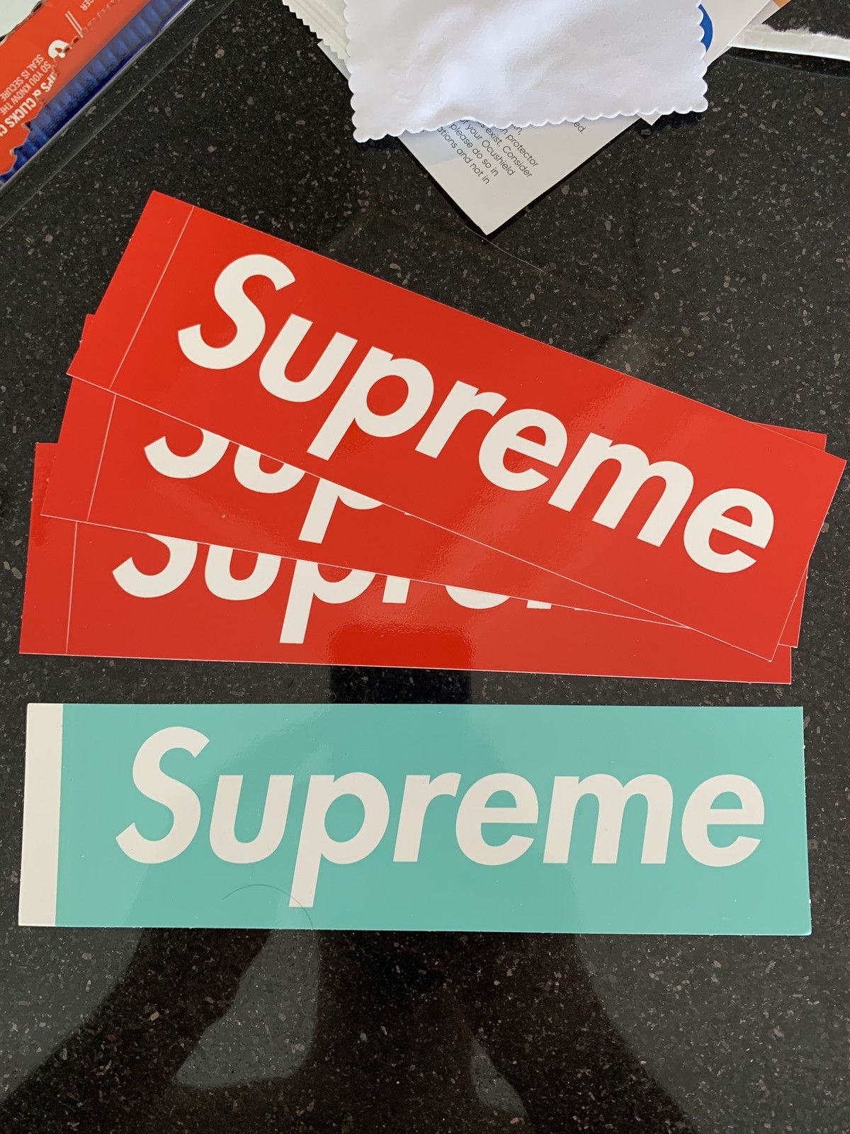 Supreme Supreme Tiffany box logo sticker plus 3 regular stickers | Grailed
