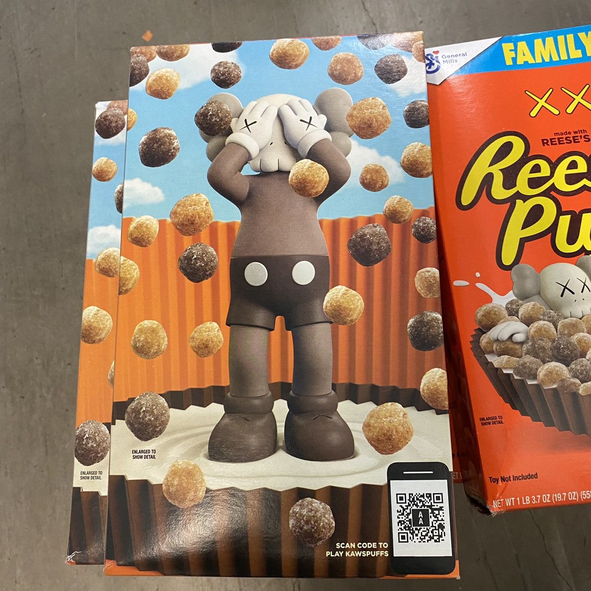 Kaws KAWS FAMILY SIZE REESE PUFFS CEREAL BOX (1) Only One | Grailed
