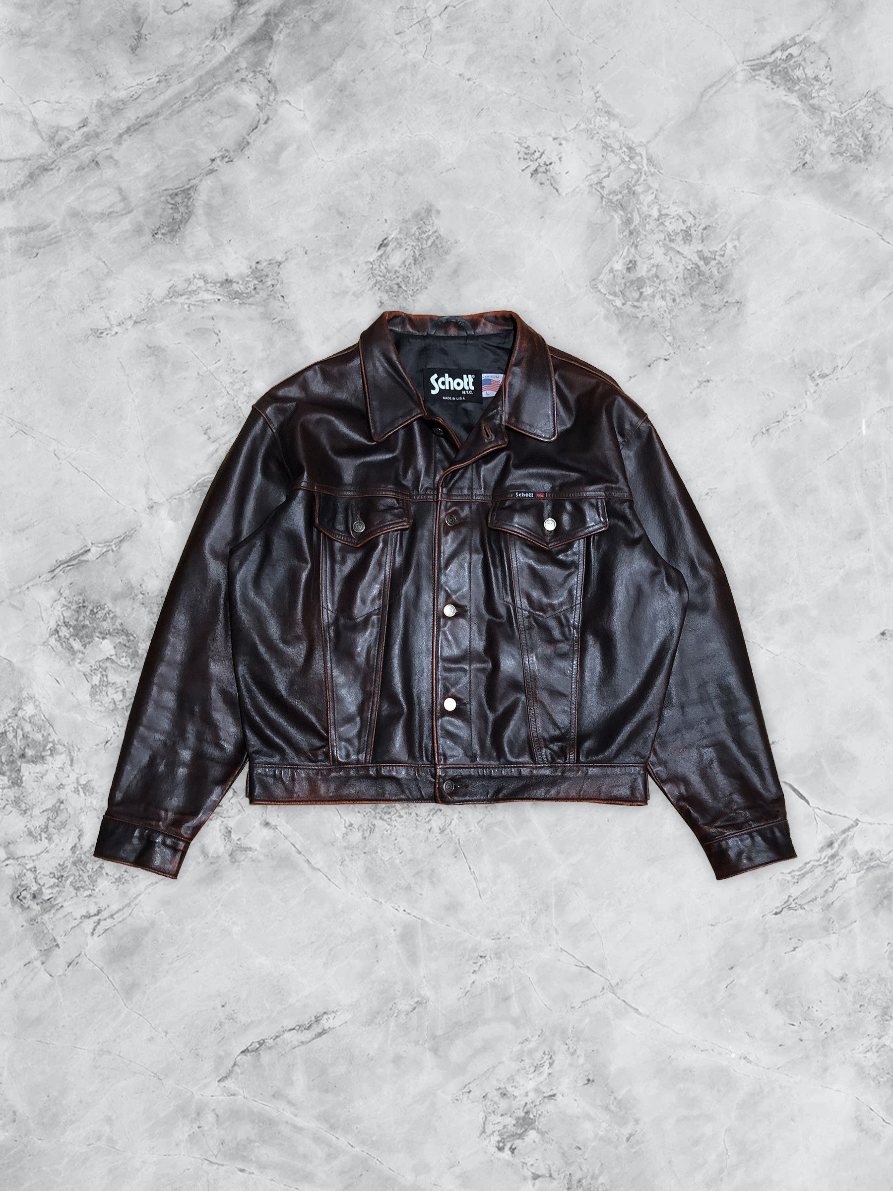 Schott × Vintage 90s 00s y2k vintage schott leather jacket | Grailed