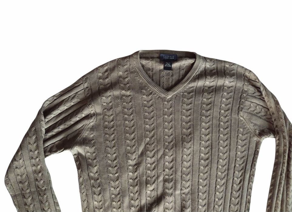 Barneys New York Barneys Sweater Olive Green Large Silk Cable Knit V ...