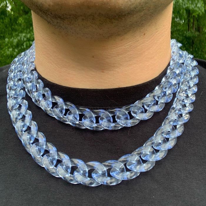 Cuban Link Chain Cuban Link Chain | Acrylic Chain 18"/22" | Blue ...