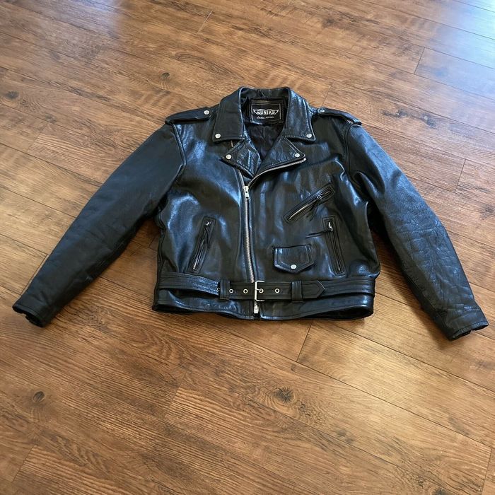 Other Vintage Mens UNIK Black Leather Brando Motorcycle Jacket | Grailed