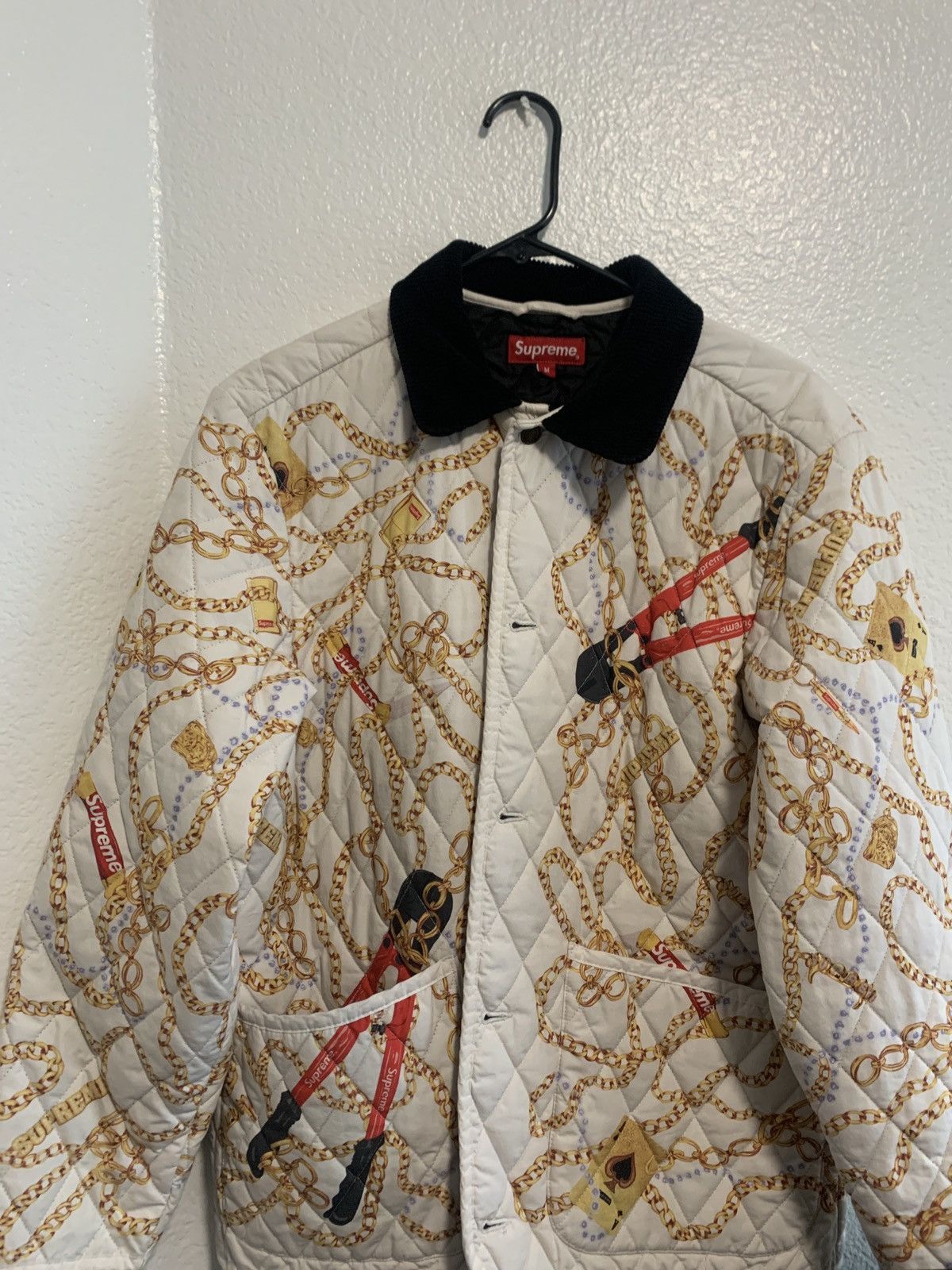 Supreme Supreme Chains Quilted Jacket- White (FW20) | Grailed