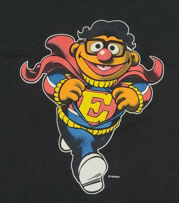 Vintage Vintage Ernie Sesame Street as Superman Black Tee Superhero ...