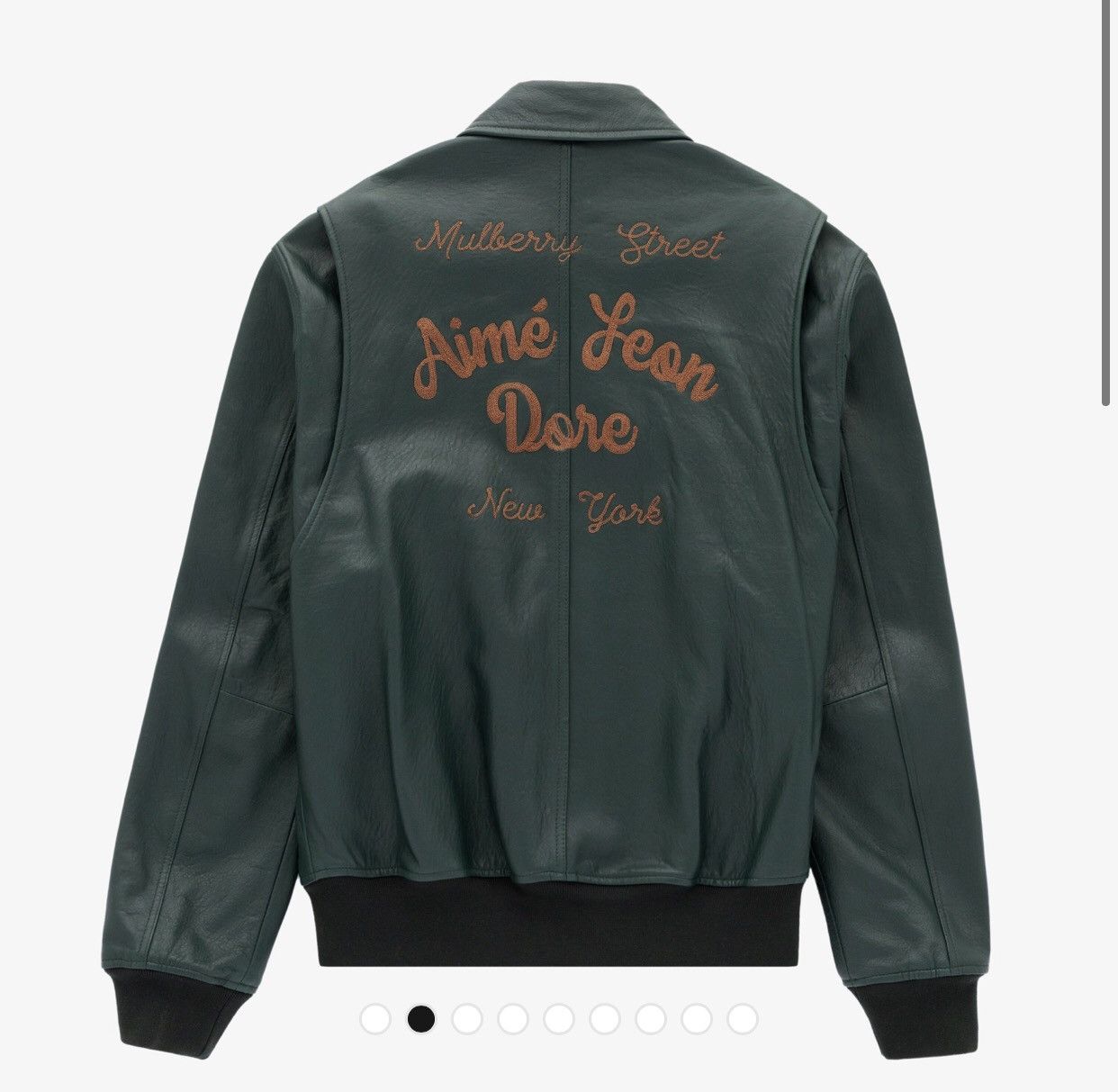 Aime Leon Dore ALD Chainstitch Leather Bomber Jacket small green ...