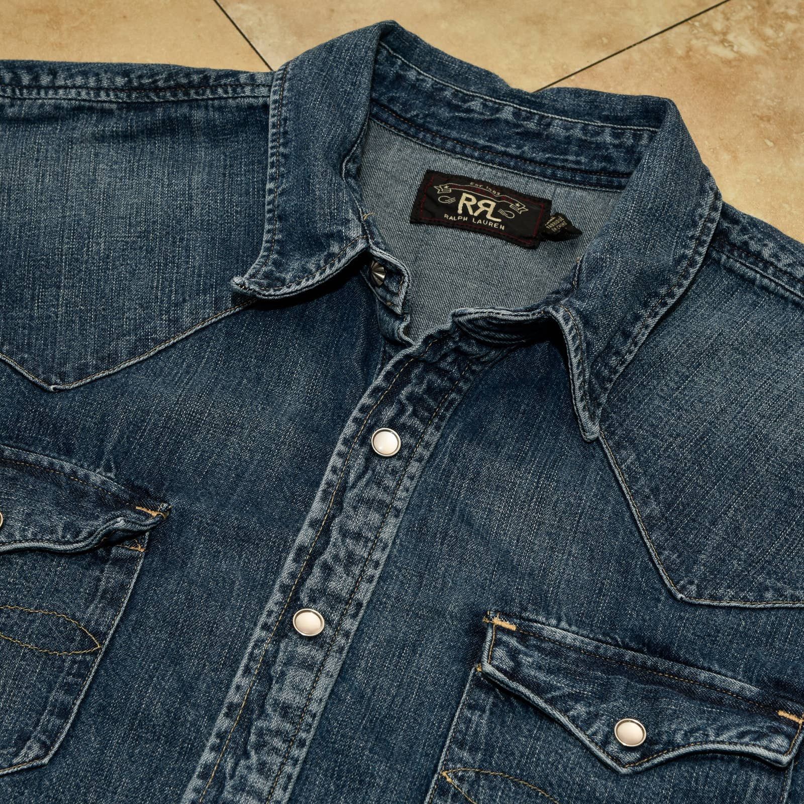 RRL Ralph Lauren RRL - Ralph Lauren RRL Slim Fit Denim Western Shirt Men's XL | Grailed