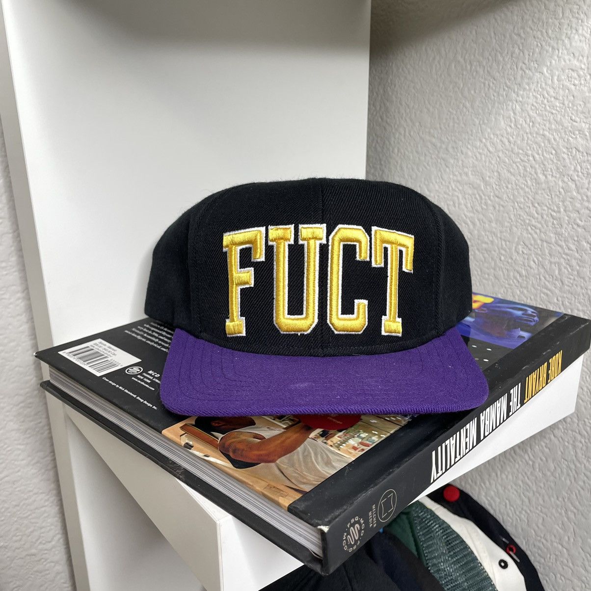 Fuct 2000s Fuct Arch logo starter snap back hat laker color way | Grailed