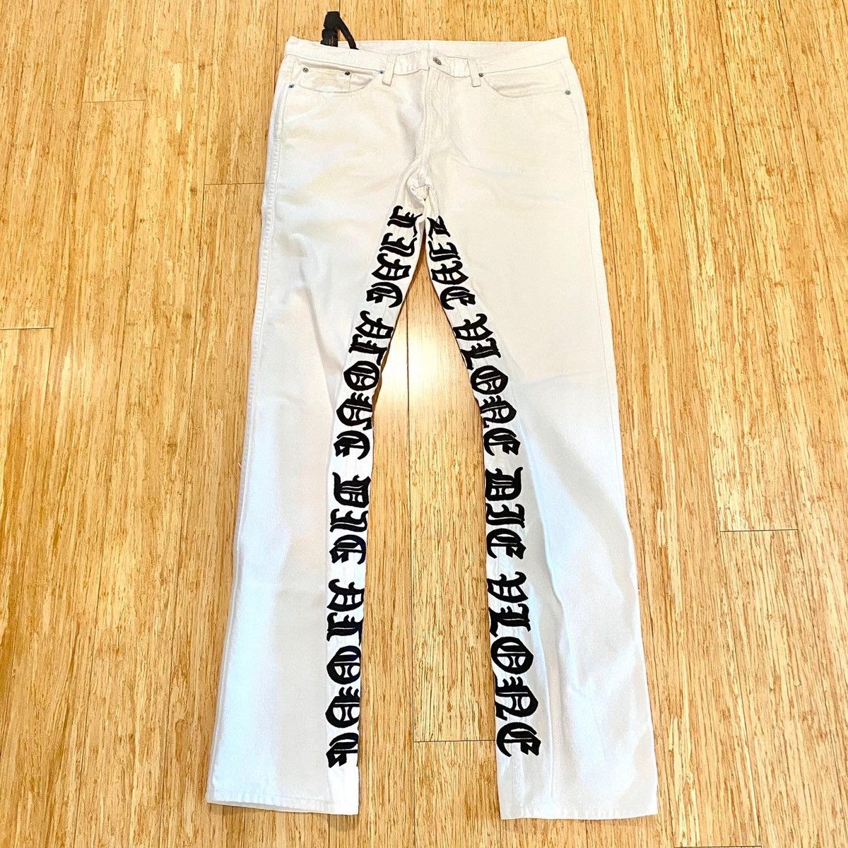Vlone *RARE* Vlone Old English Jeans White | Grailed