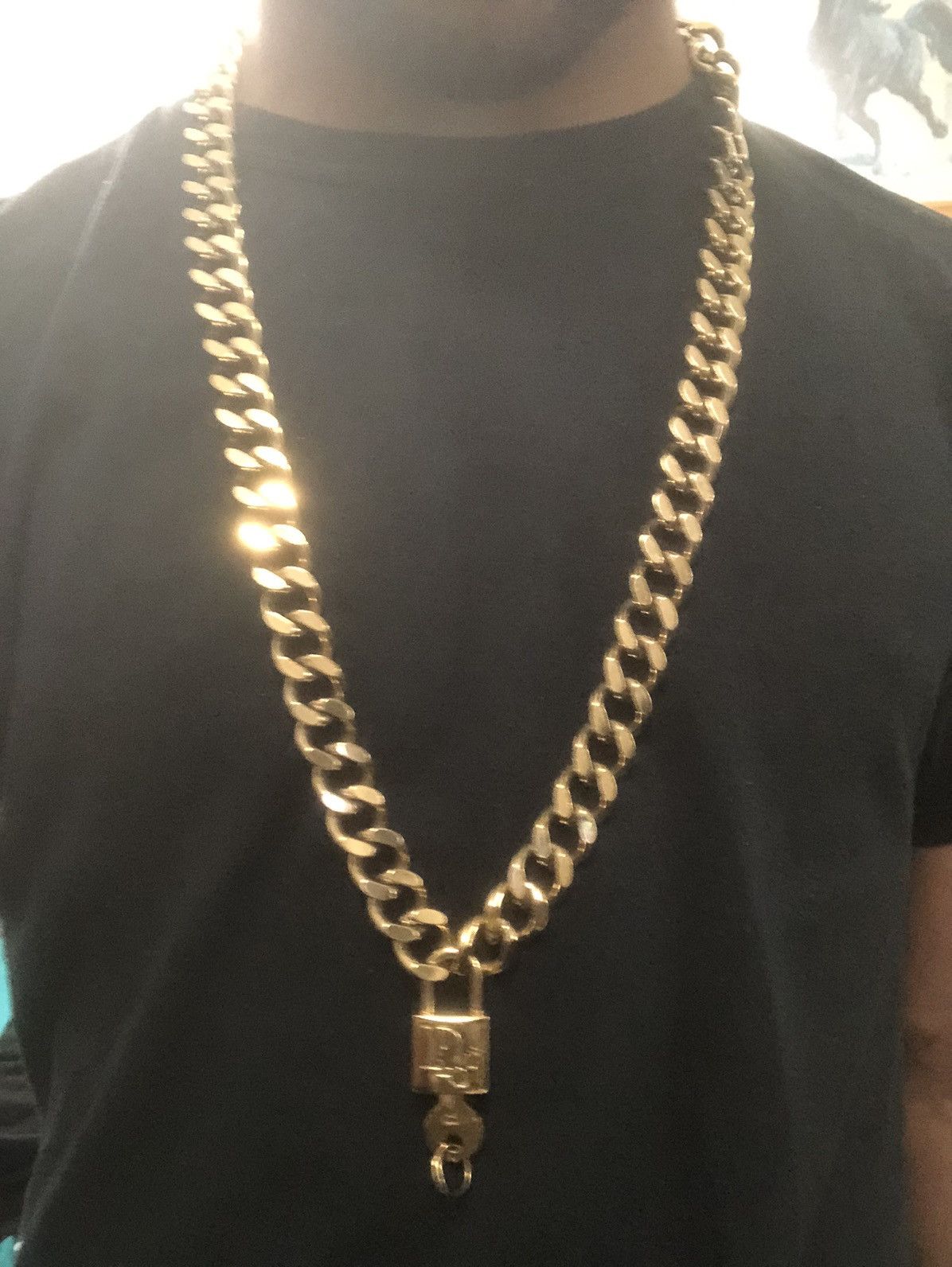 Dior Christian Dior Padlock chain Gold with key and lock | Grailed