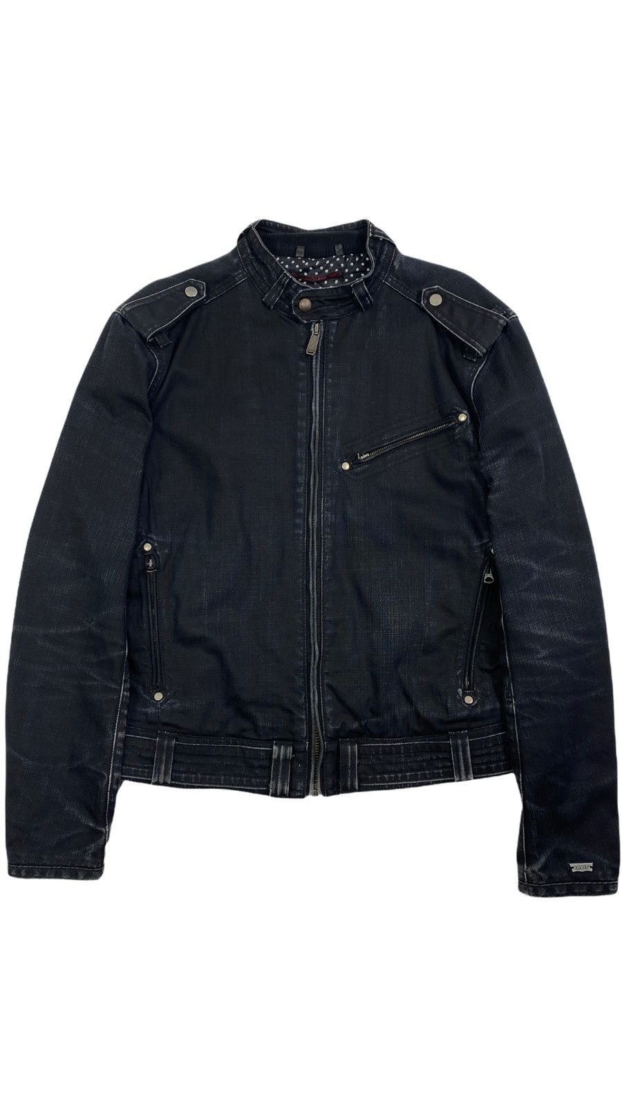 Vintage Levis Black Washed Biker Zippers Denim Racing Jacket | Grailed