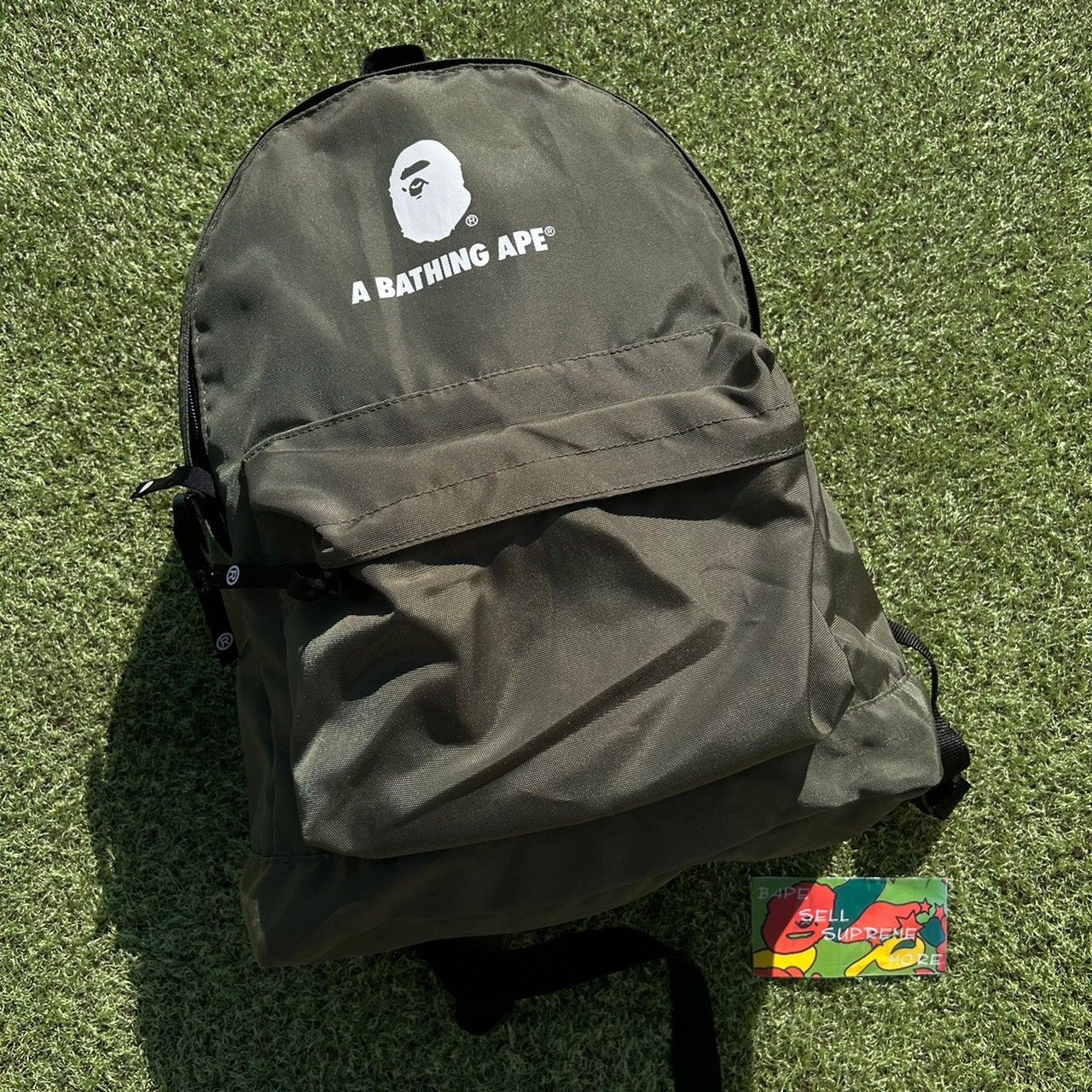 Bape BAPE APE HEAD backpack khaki | Grailed