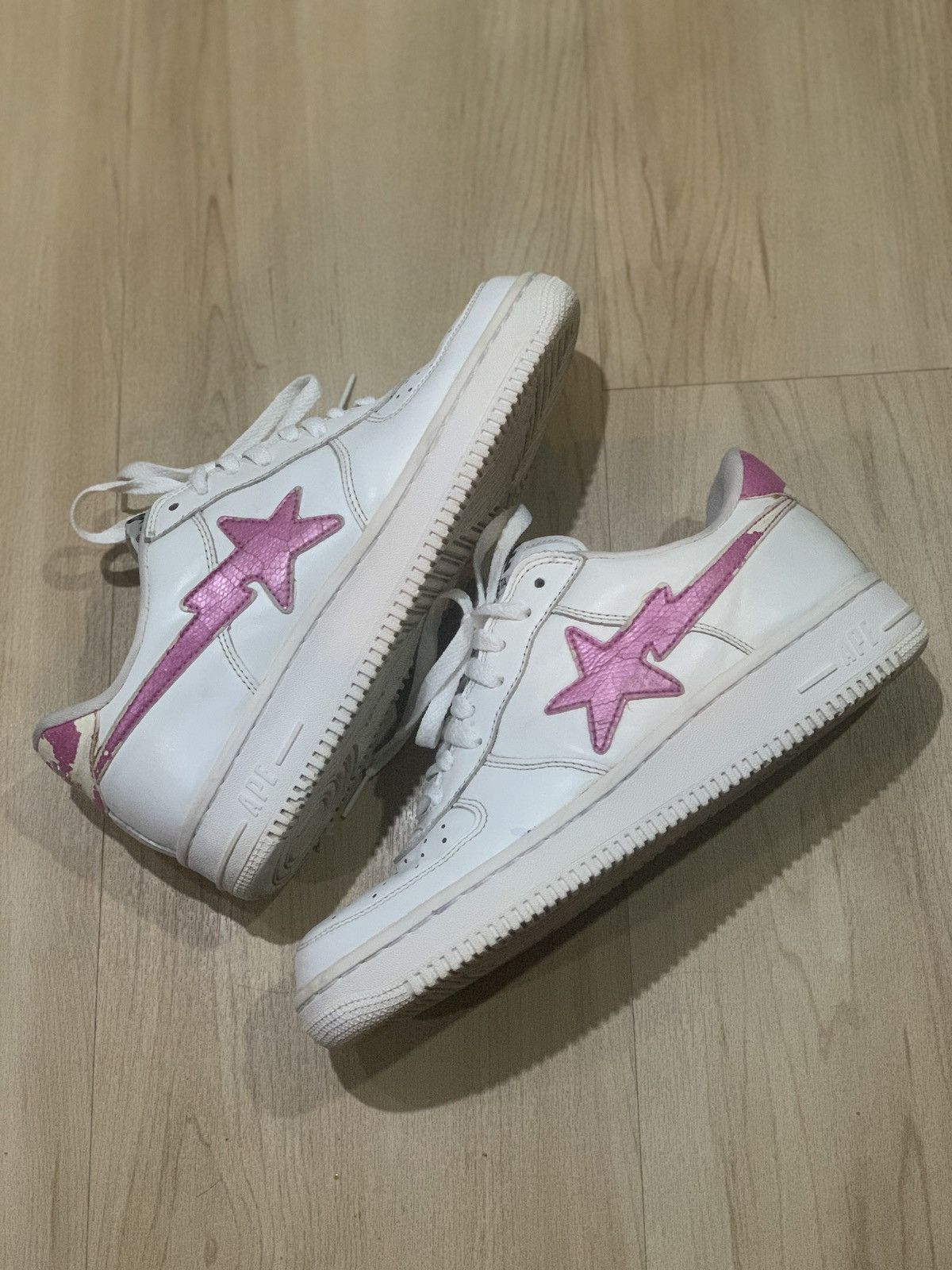 Bape Bapesta Snakesta white\pink | Grailed