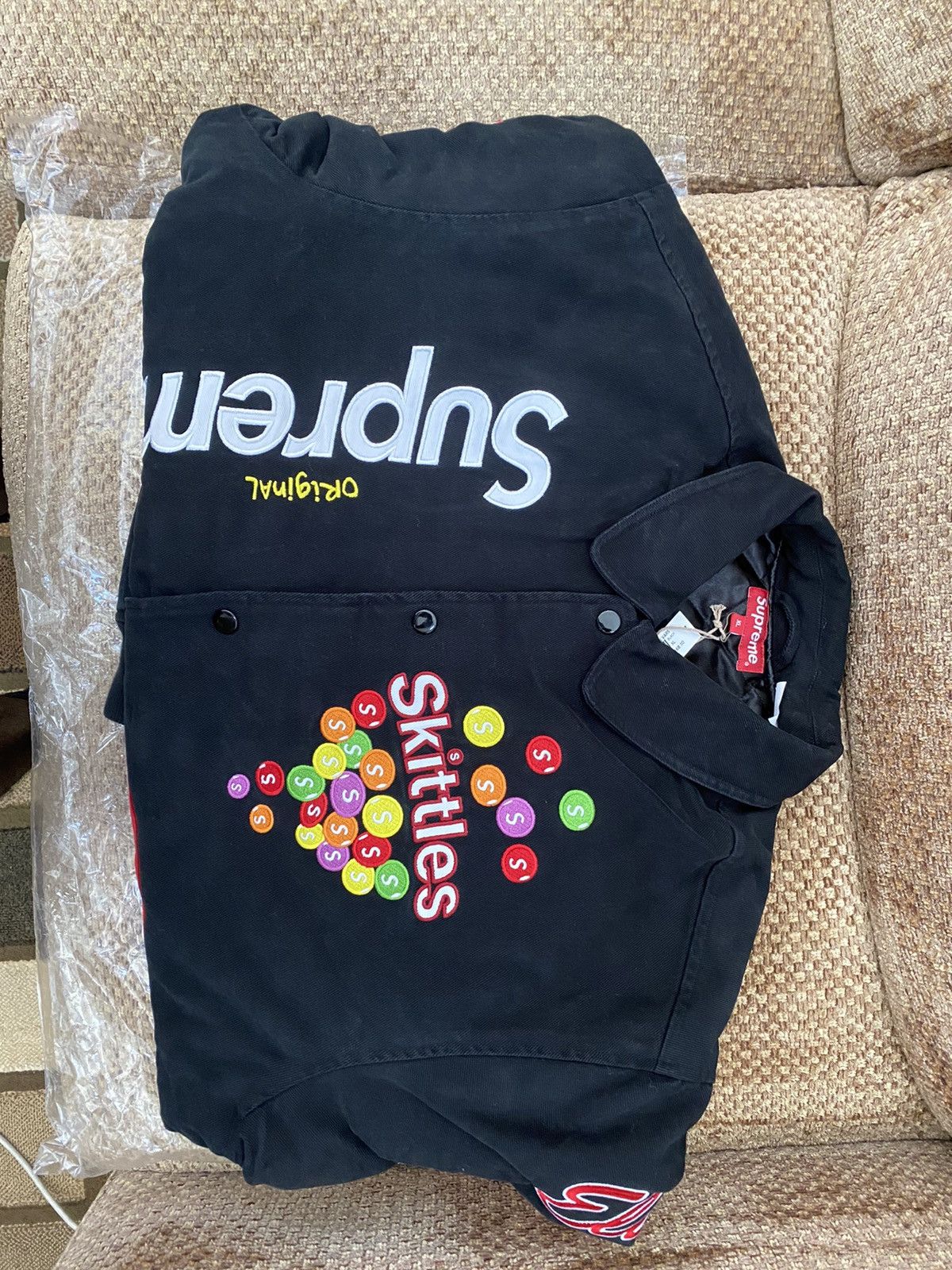 Supreme Supreme/ Skittles/ Mitchell & Ness Varsity Jacket | Grailed