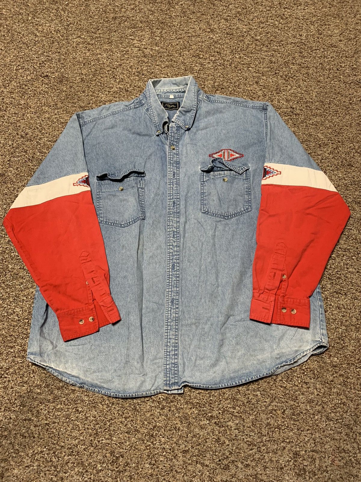 Vintage Vintage 90s western blue faded button up shirt basic | Grailed