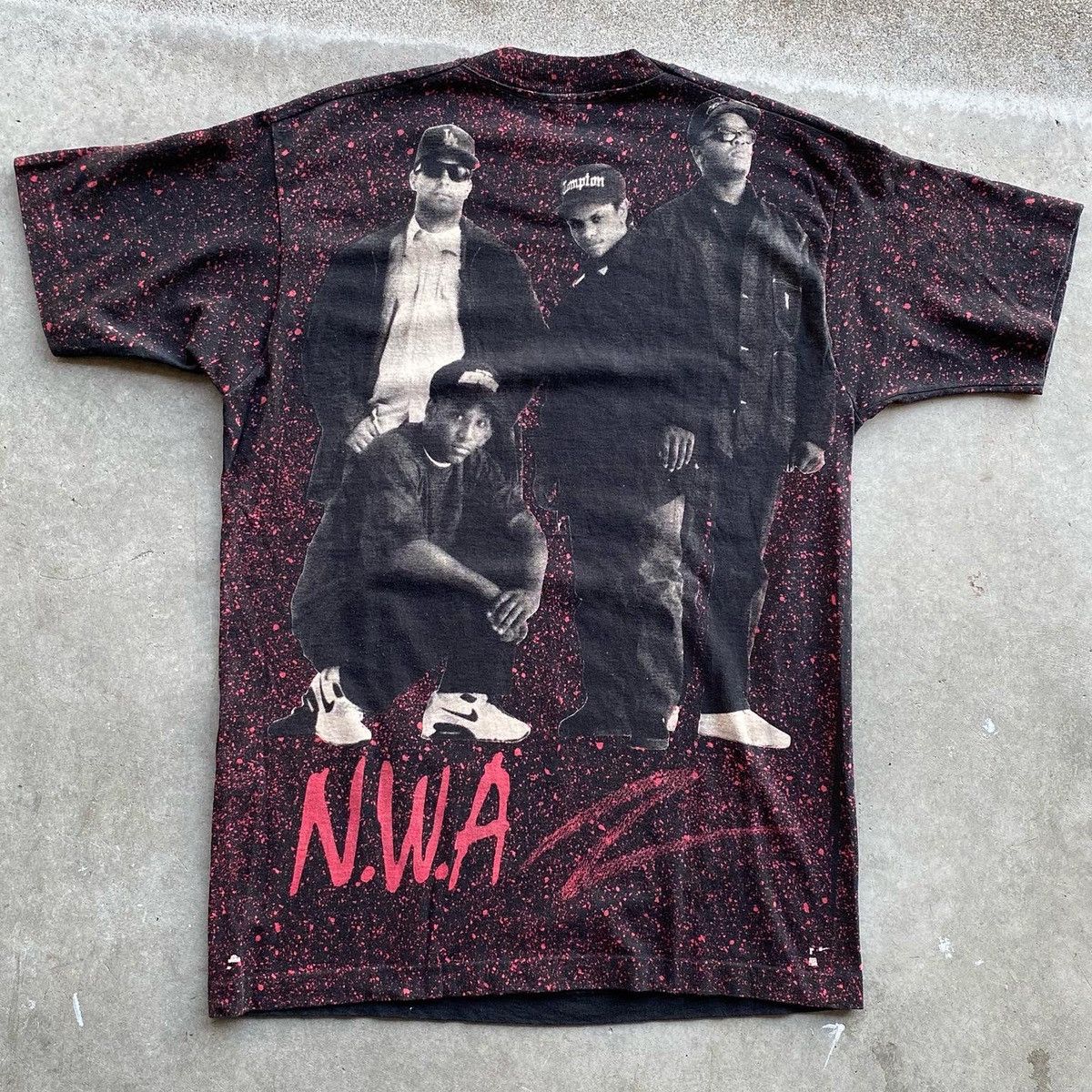 Rap Tees × Vintage Vintage 1991 NWA All Over Print Shirt L Rap Tee ...