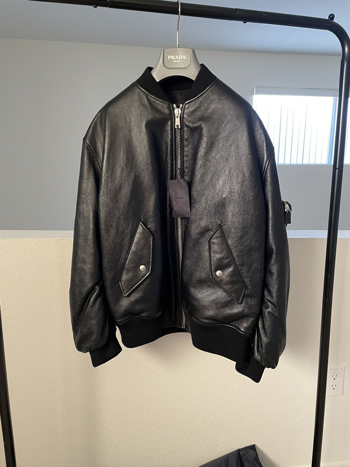 Prada × Raf Simons Prada by raf simons oversize leather triangle pocket ...