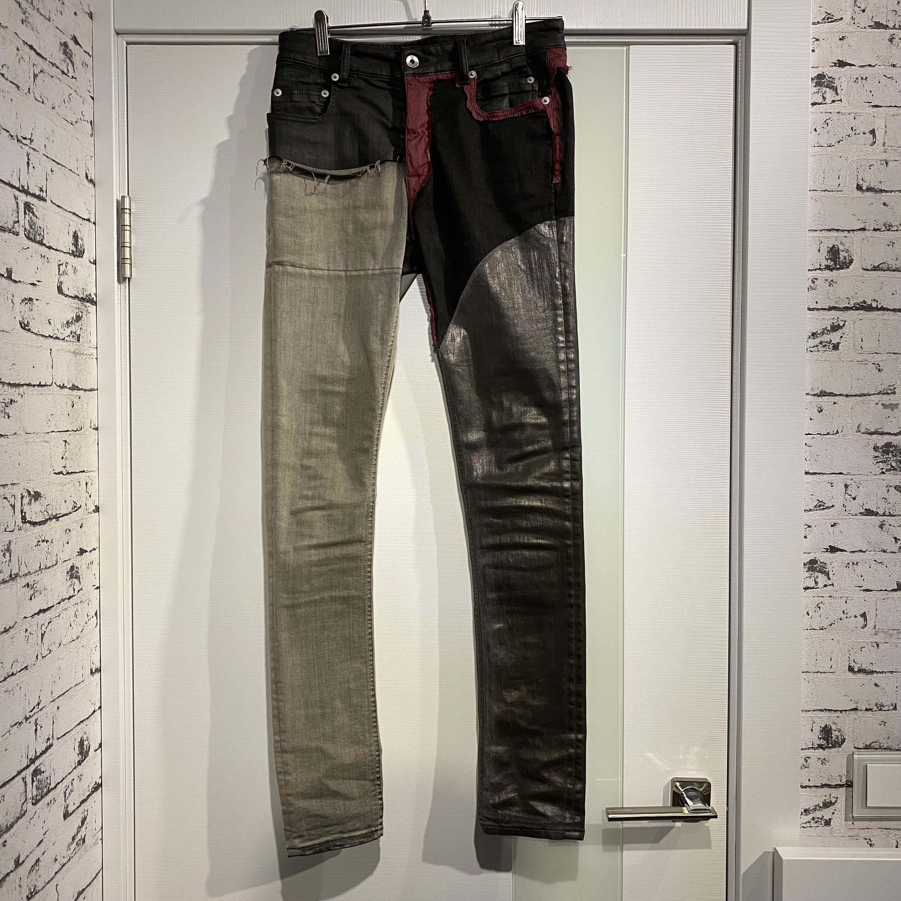 Rick Owens Sample Tyrone Cut Jeans waxed skinny with silver | Grailed