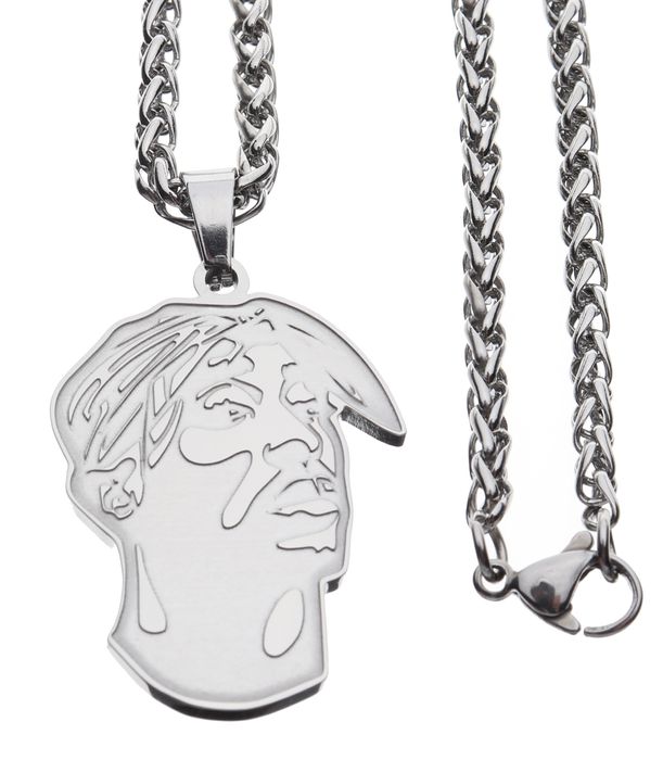 Custom Custom Silver Color 2Pac Tupac Necklace Pendant and Chain | Grailed