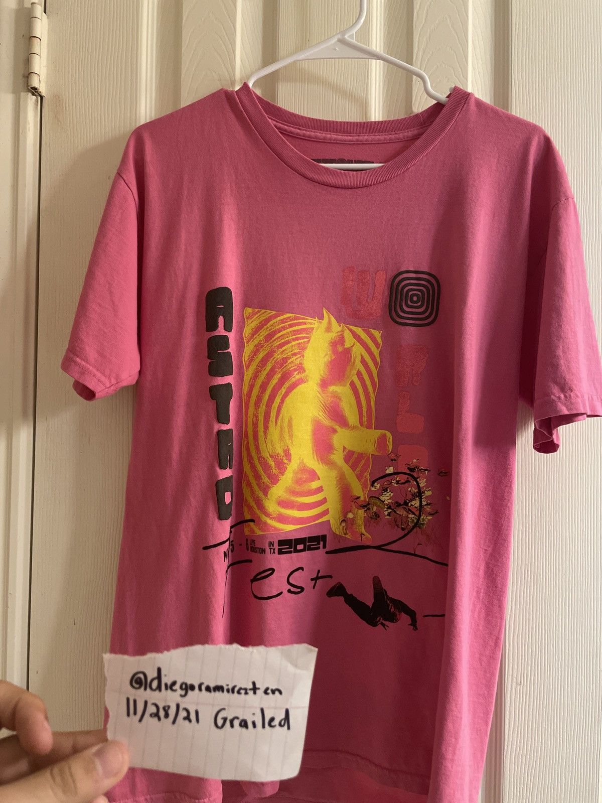 Travis Scott Travis Scott astroworld festival 2021 pink skull tee | Grailed