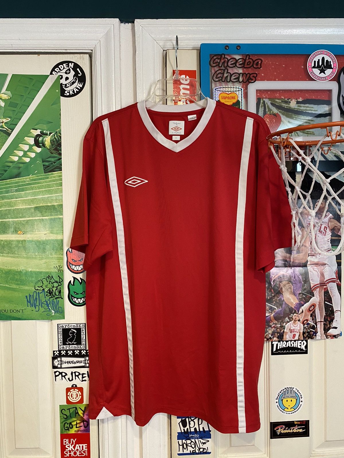 Umbro × Vintage Umbro Red Tailored in England Football Shirt Soccer ...