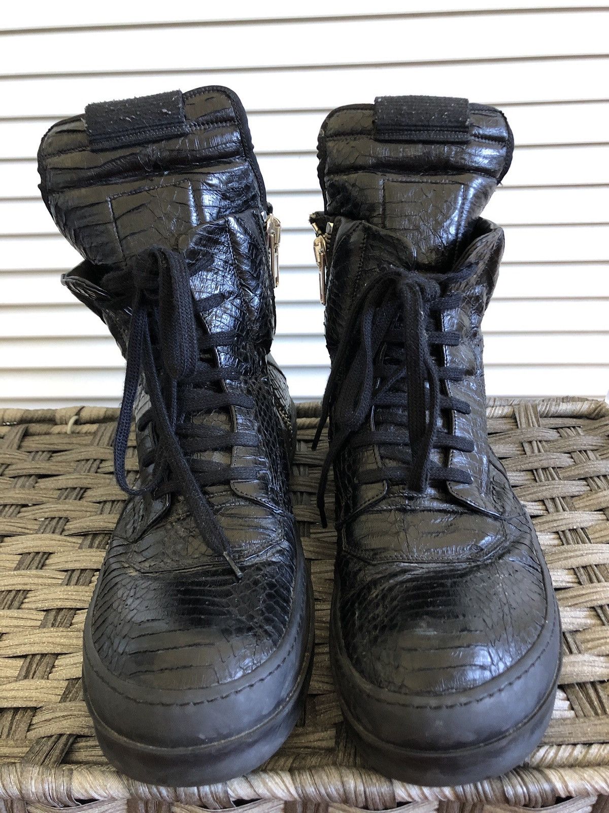 Rick Owens Rick Owens GEOBASKET in python and cow leather | Grailed