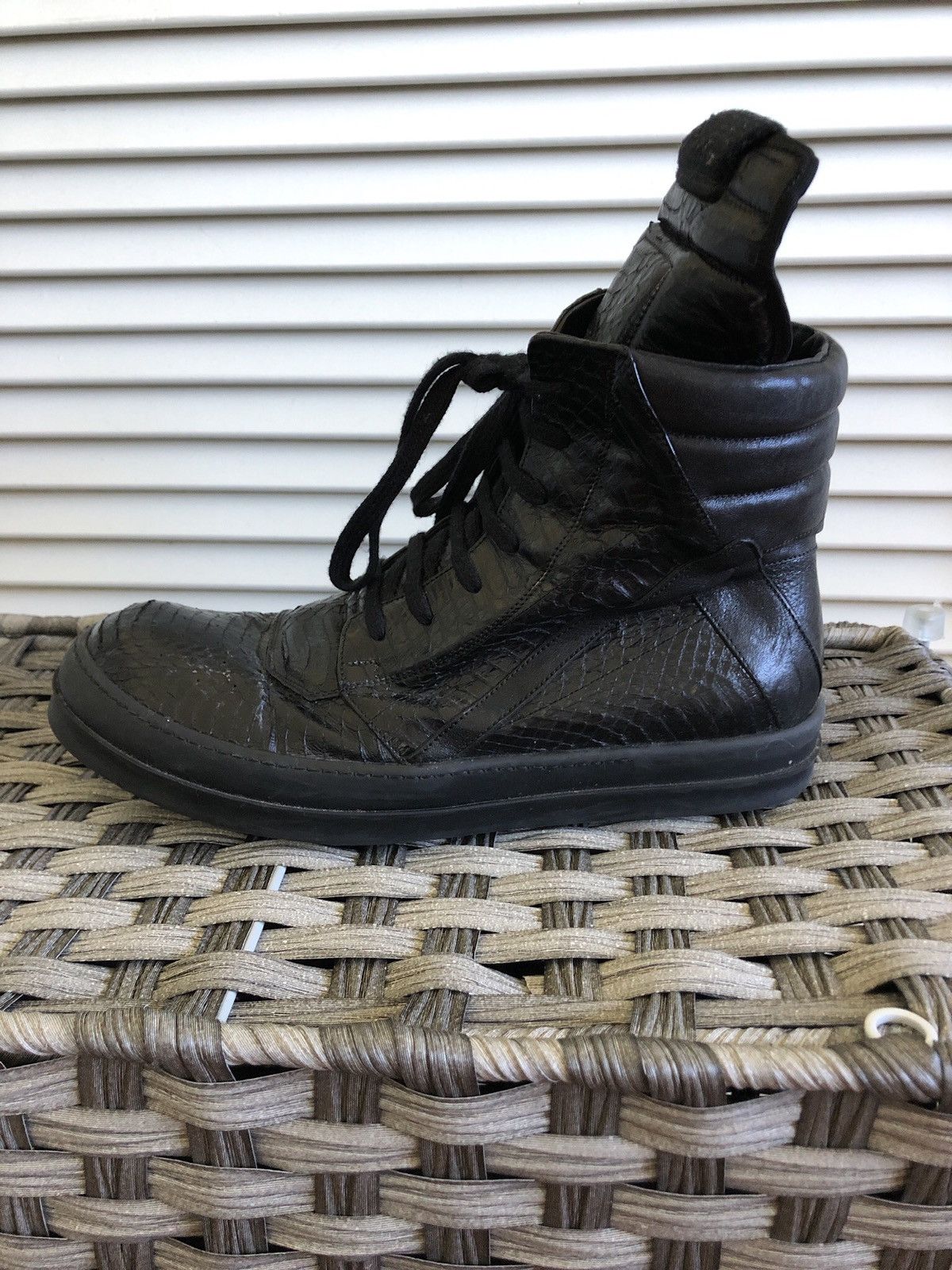 Rick Owens Rick Owens GEOBASKET in python and cow leather | Grailed