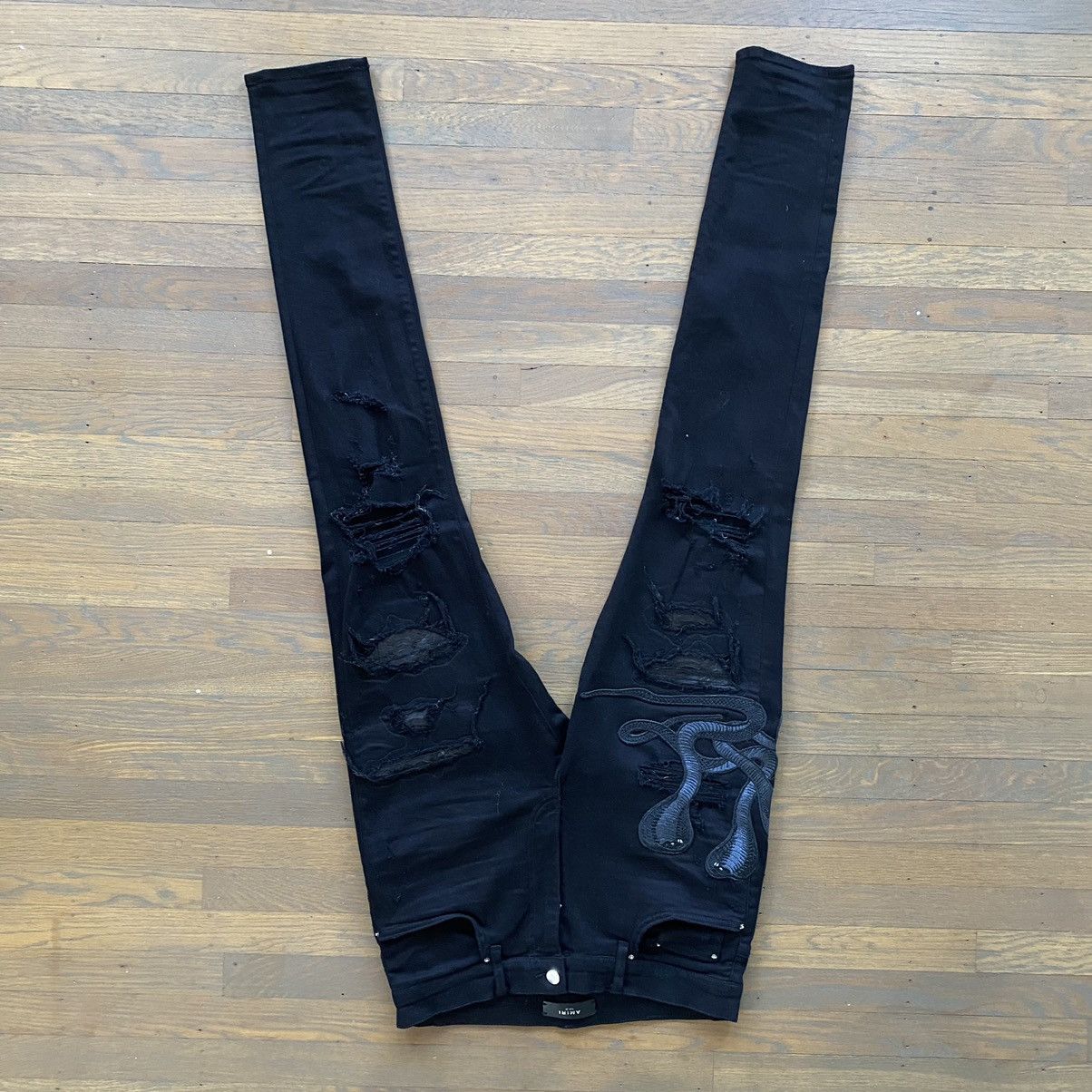 Amiri Amiri Art Patch Snake Jean Python Black Size 34 | Grailed