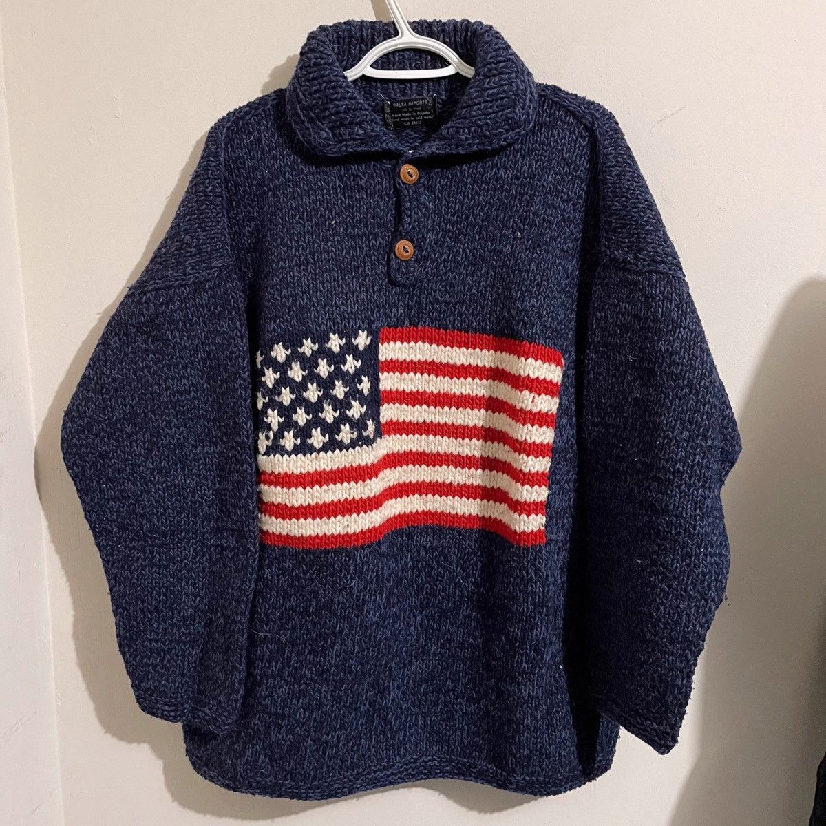 Vintage Vintage USA Flag Two Sided Wool Sweater | Grailed