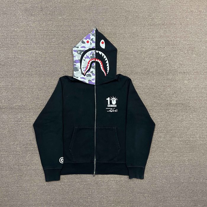 Bape Bape x Futura NYC 10th Anniversary Shark Full Zip Hoodie | Grailed
