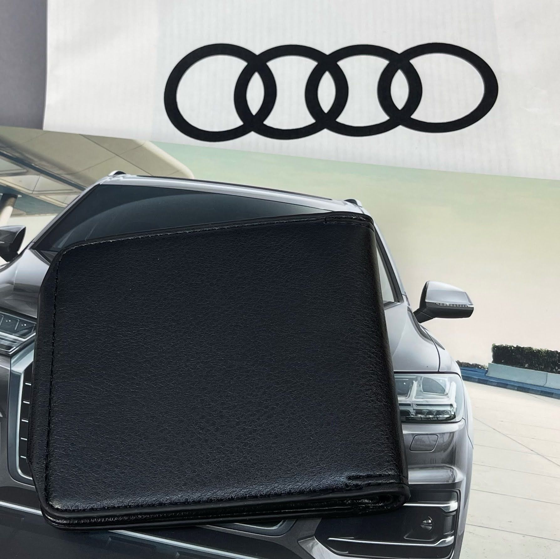 Audi AUDI men's wallet card holder black leather with logo | Grailed