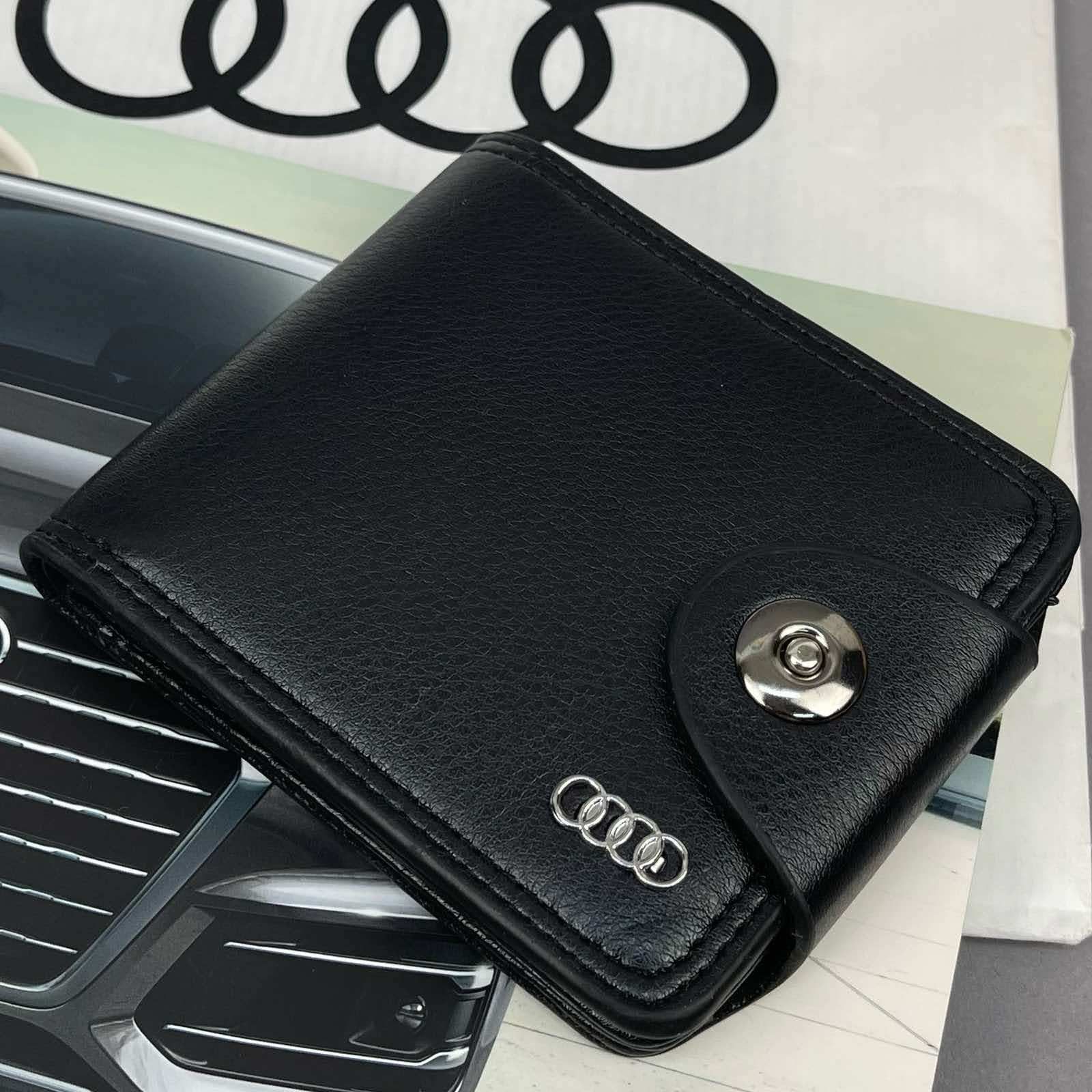 Audi AUDI men's wallet card holder black leather with logo | Grailed