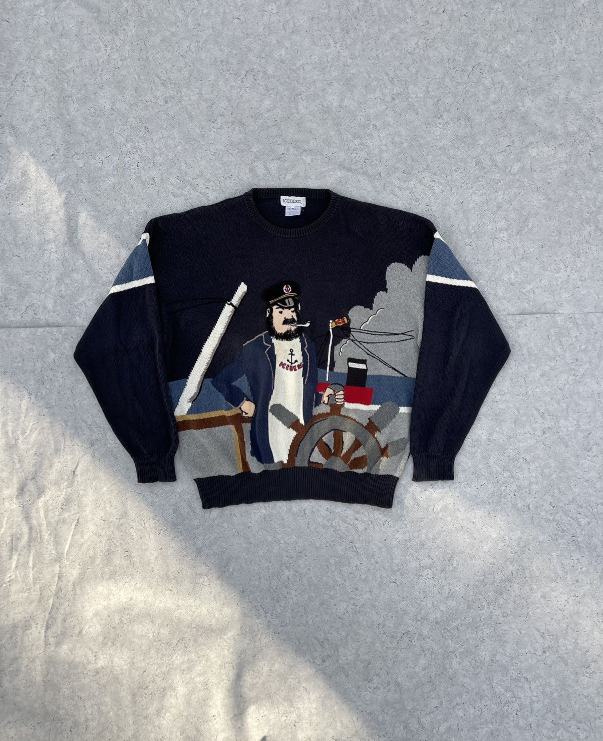 Iceberg × Iceberg History Iceberg History Sweater 1991 Vintage Navy ...