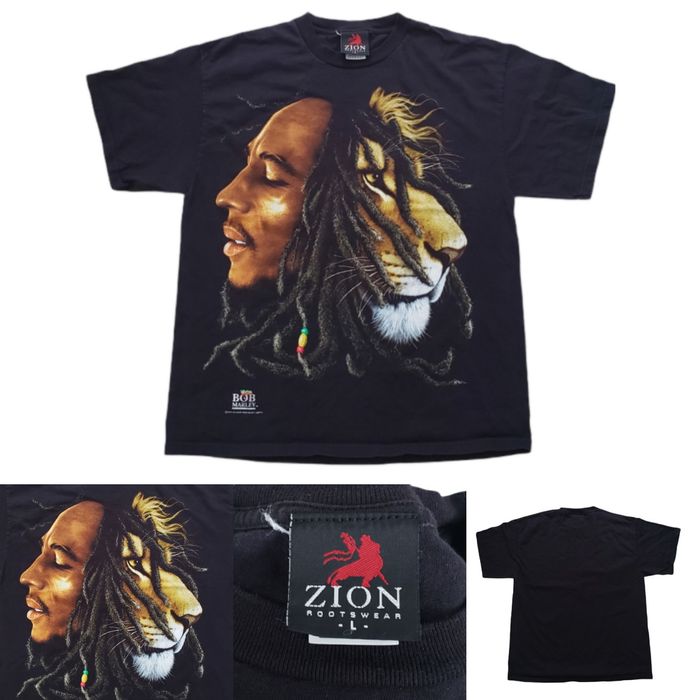 Zion Rootswear VTG Zion Rootswear Bob Marley Lion Head Portrait Tee ...