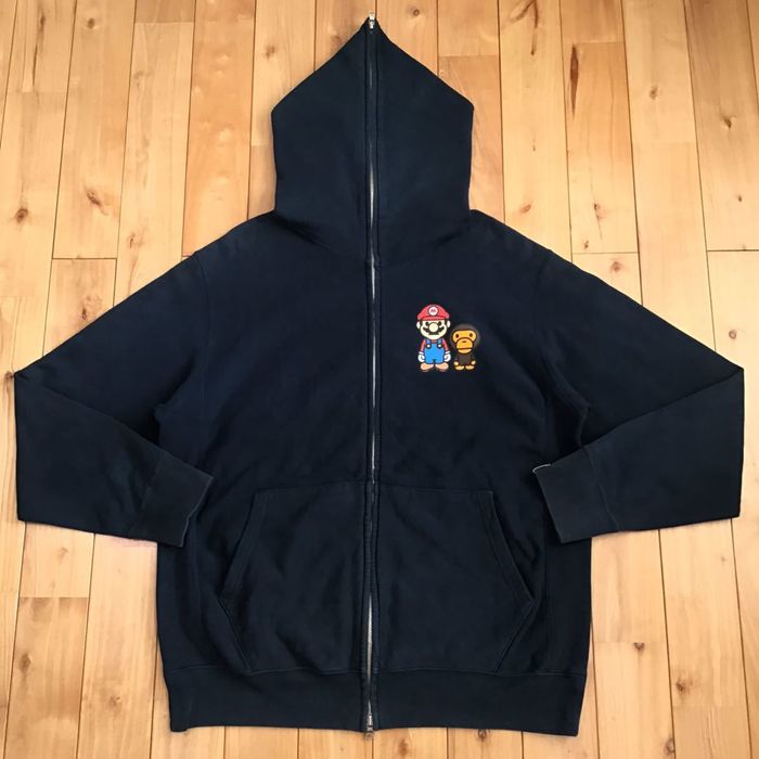 Bape BAPE × Nintendo Mario Milo Full Zip Hoodie Dark Navy | Grailed