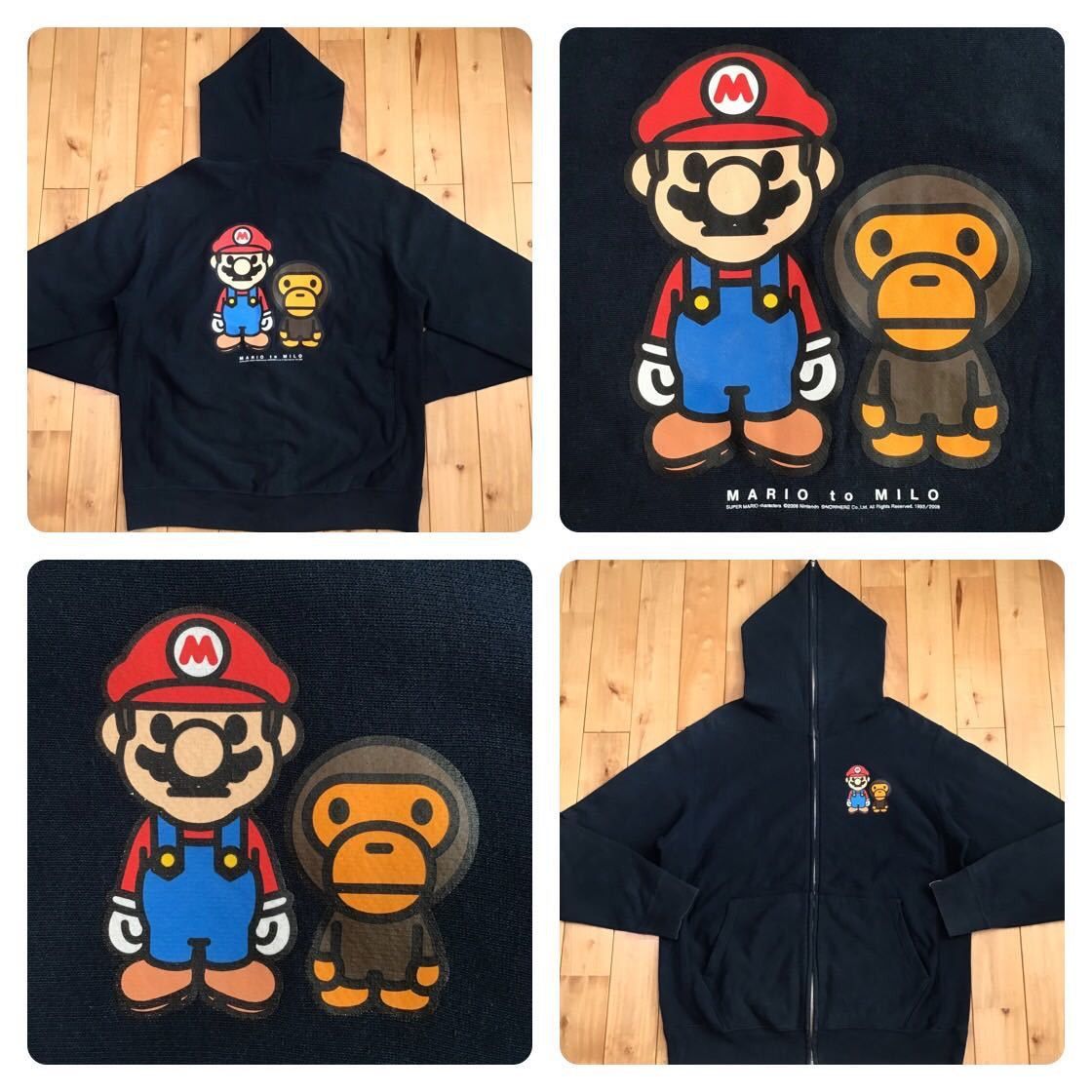 Bape BAPE × Nintendo Mario Milo Full Zip Hoodie Dark Navy | Grailed