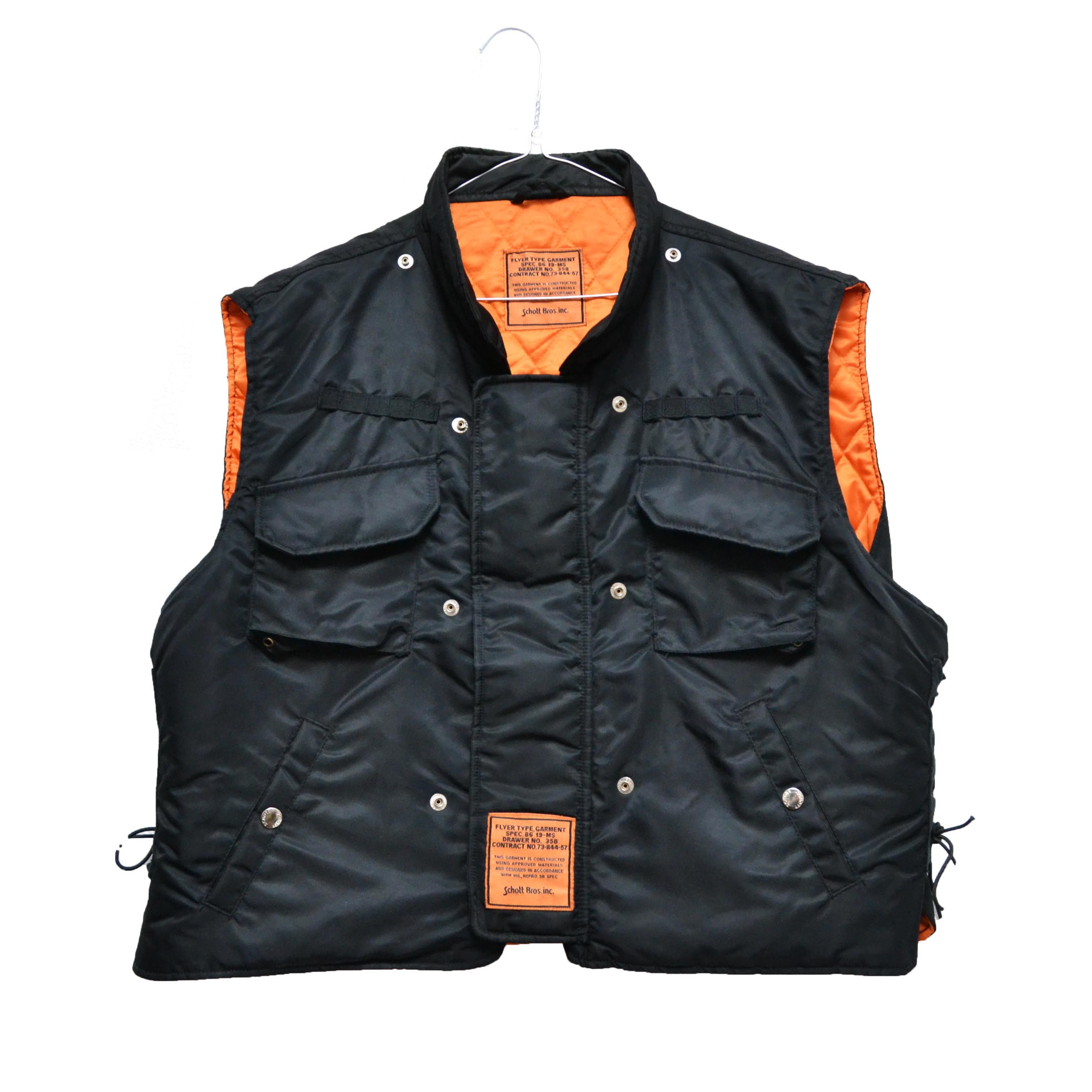 Vintage Schott Flyer Type 86 19-MS Hollofil Black Vest Jacket | Grailed