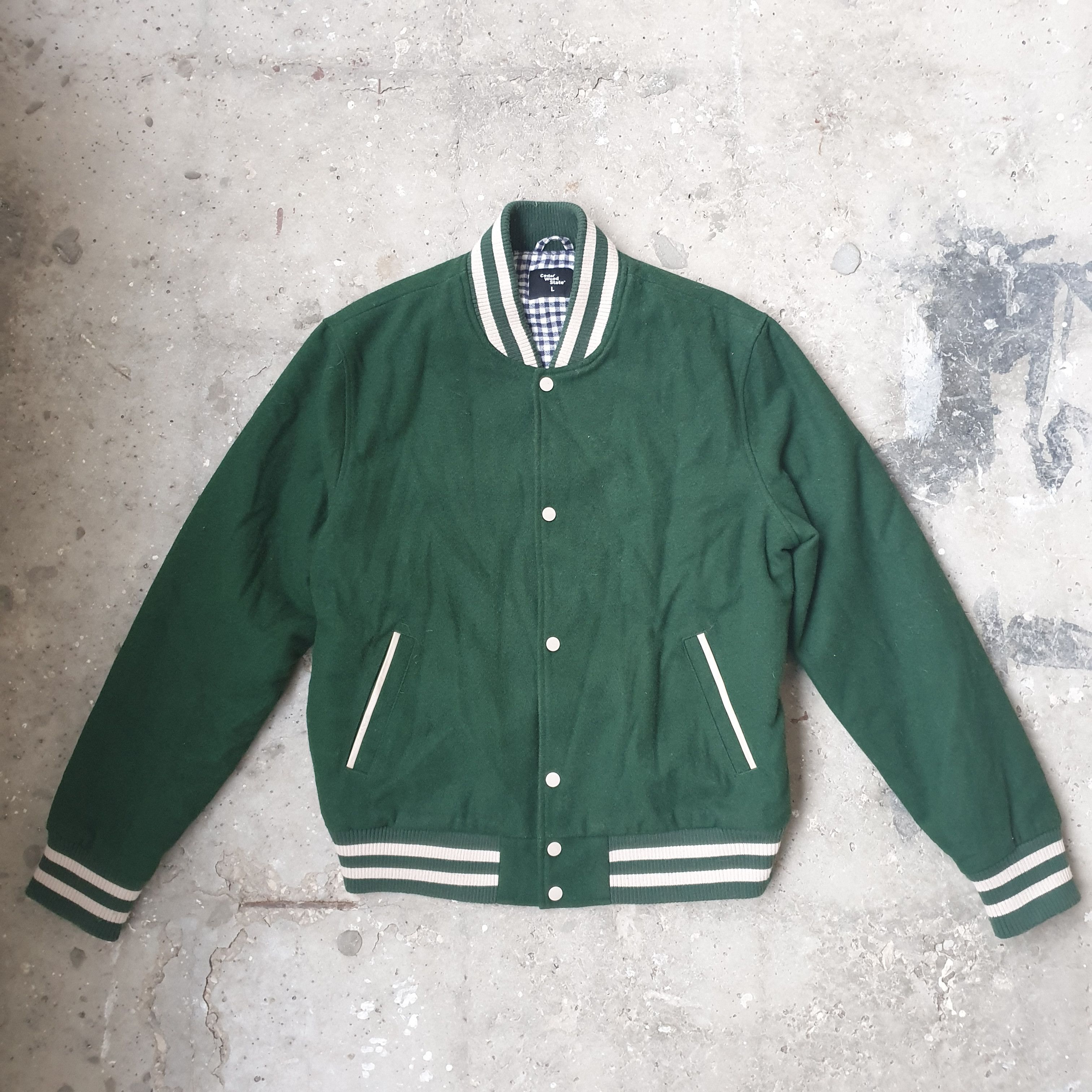 Cedarwood State Cedar Wood State Wool Varsity Jacket in Green | Grailed