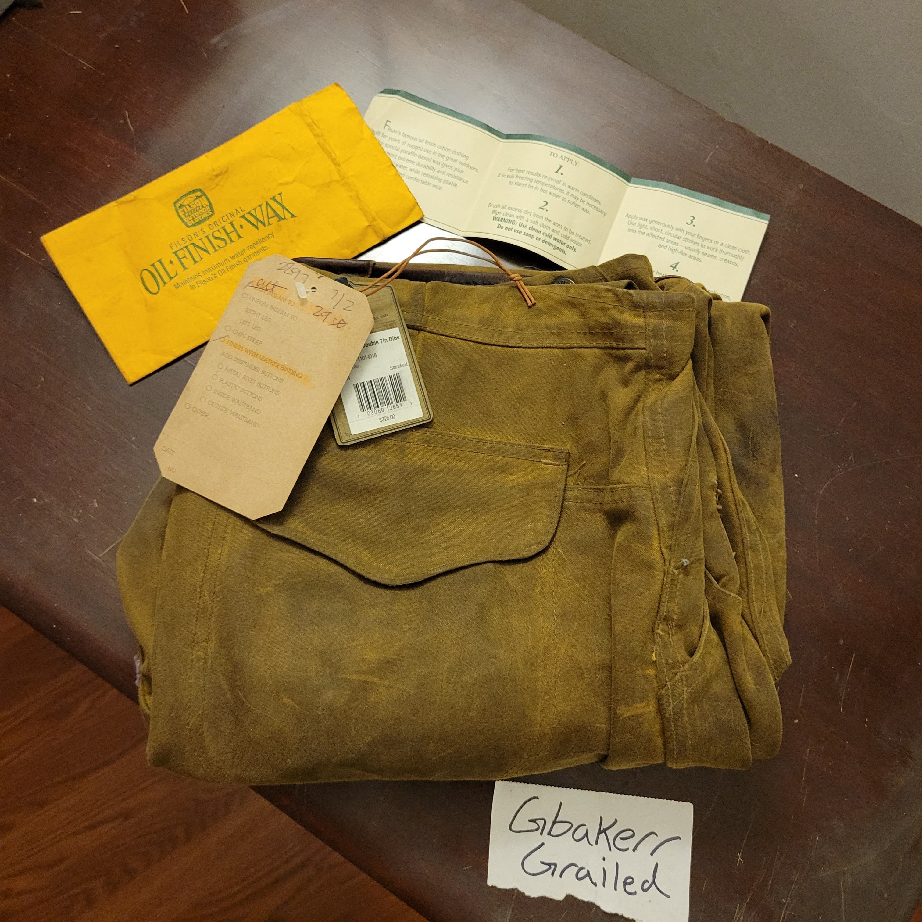 Filson Filson oil finish double tin cloth bibs | Grailed