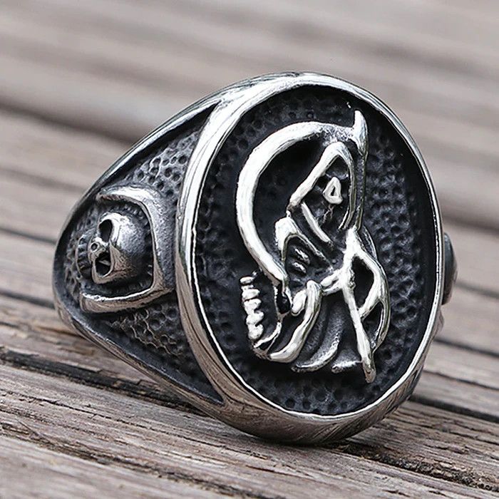Custom Gothic Death Sickle Skull Ring Death Scythe Ring Skull Sign ...