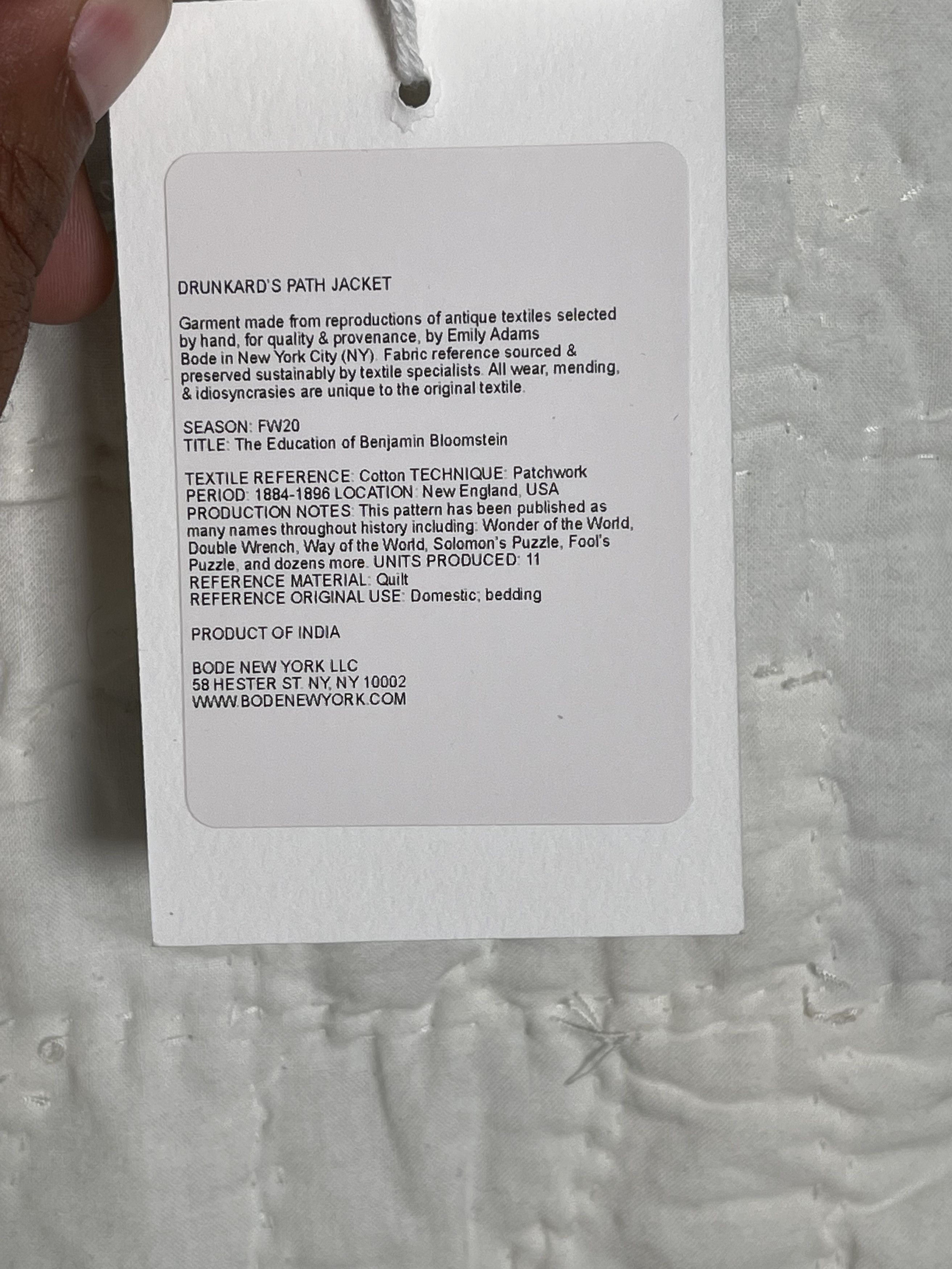 Bode Bode Drunkard's Path Workwear Quilted Jacket NWT | Grailed