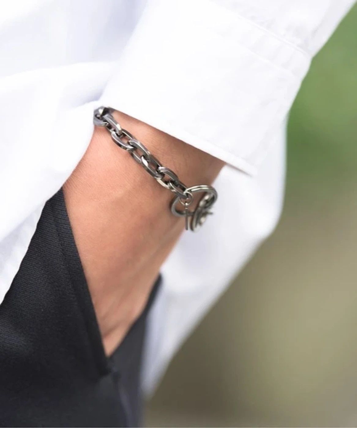 Number (N)ine NUMBER (N)INE Silver 999 Cable Key Chain & Bracelet Black ...
