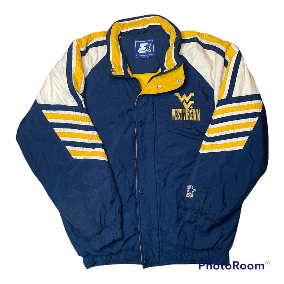 Starter vintage 90s starter wvu puff jacket | Grailed
