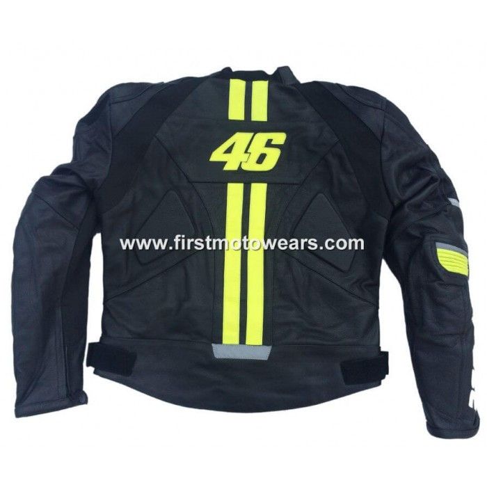 Genuine Leather VALENTINO ROSSI VR46 LEATHER MOTORCYCLE RACING JACKET ...