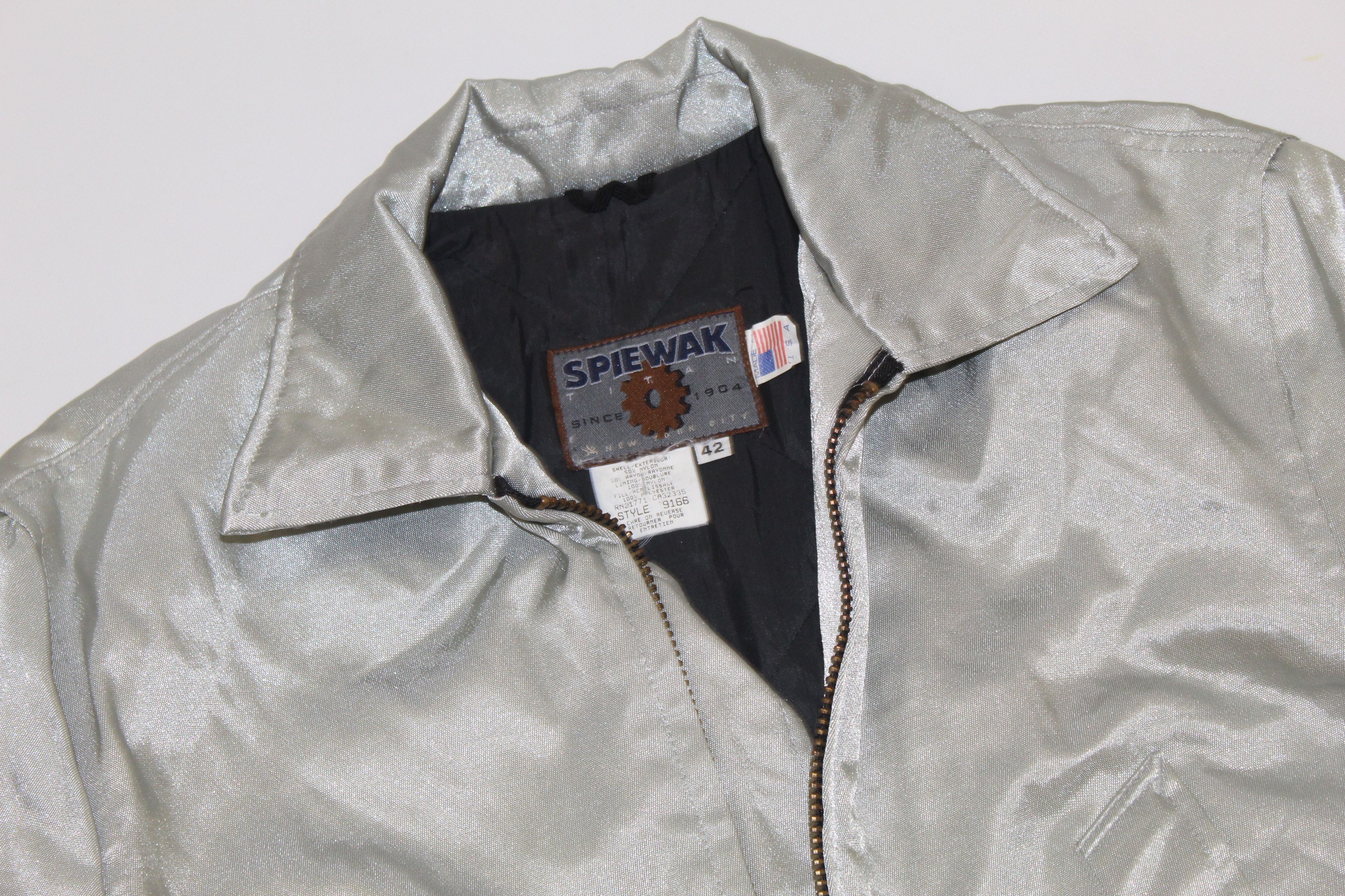 Vintage VTG Spiewak Titan NYC Silver Nylon Long Bomber Jacket | Grailed