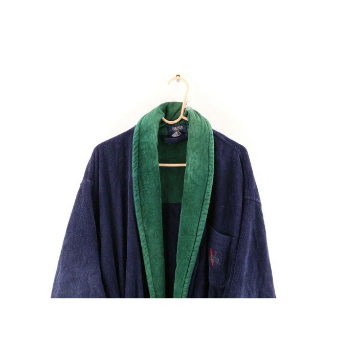 Vintage Vintage 90s Nautica Belted Terry Cloth Bath Robe Navy | Grailed