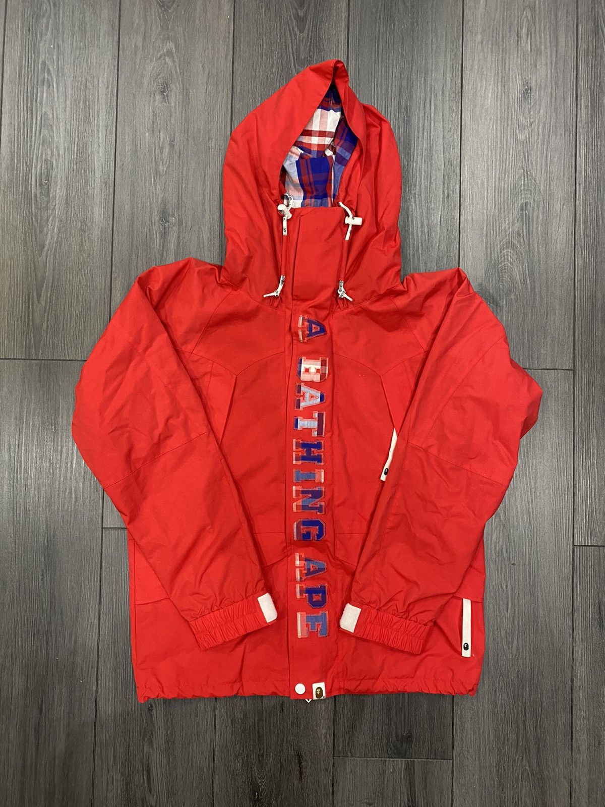 Bape Bape Red Blue Plaid Zip Up SAMPLE Jacket Size M | Grailed