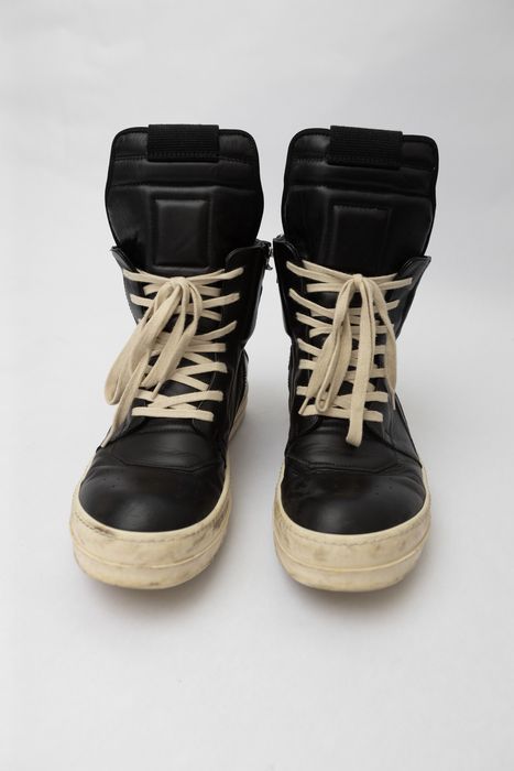 Rick Owens Rick Owens All Black Leather Geobaskets | Grailed